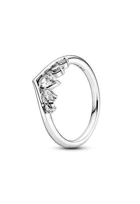 Authentic Pandora Sparkling Pear & Marquise Wishbone Ring - Silver (19